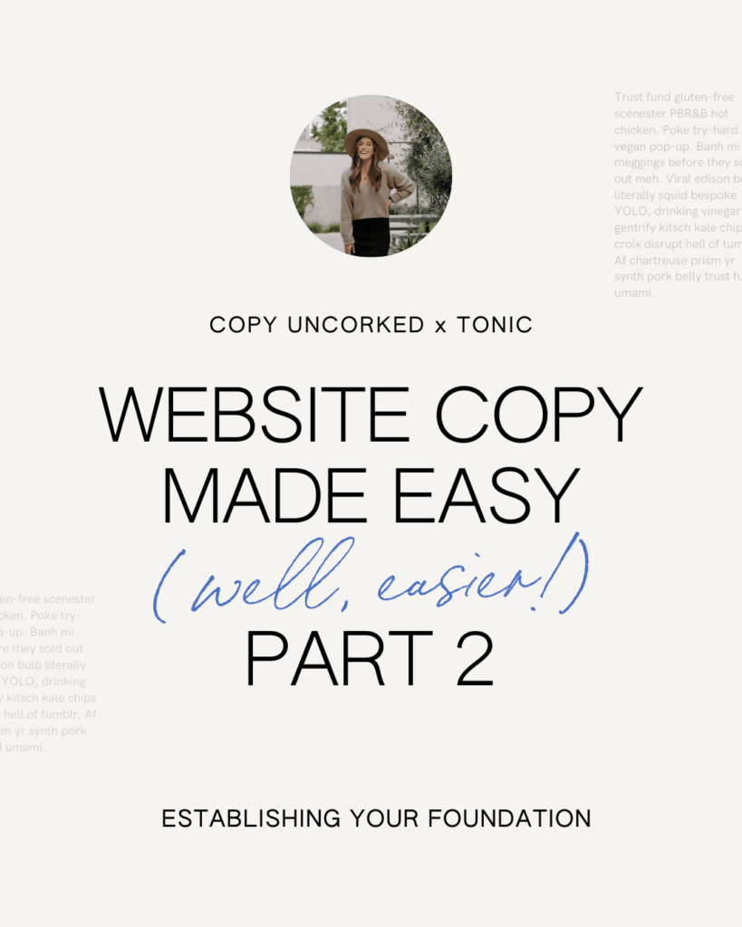 Web Copy Made Easier Part 2: Establishing Your Foundation | TONIC SITE SHOP