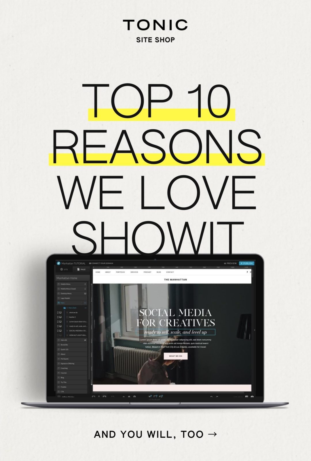 10 Reasons Why We Love Showit | TONIC SITE SHOP