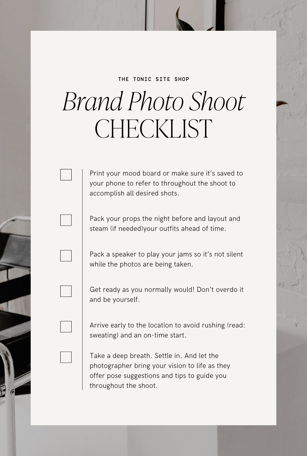 How to Prepare for a Brand Photo Shoot | TONIC SITE SHOP
