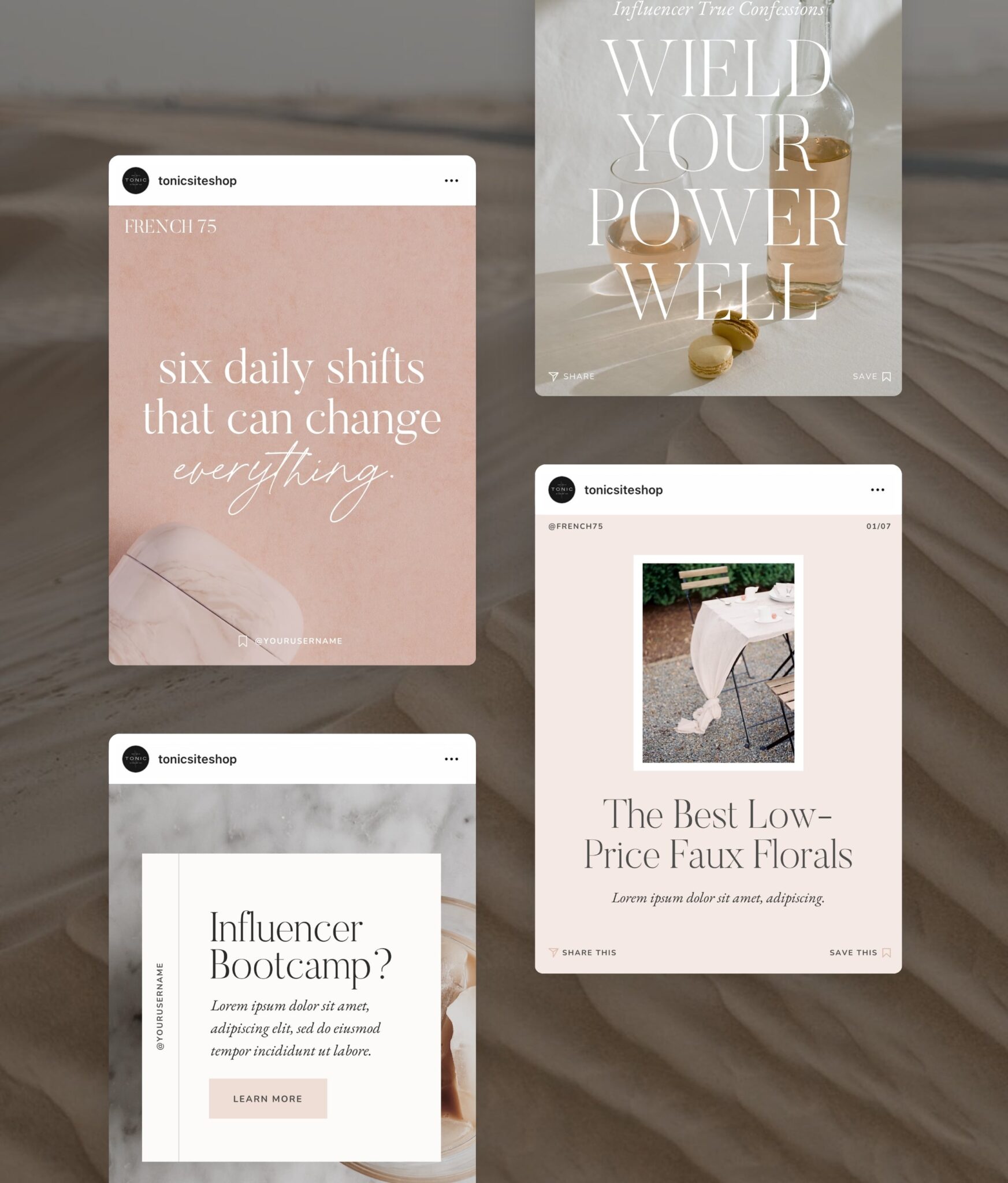 French 75 Social Media Canva Templates | Tonic Site Shop