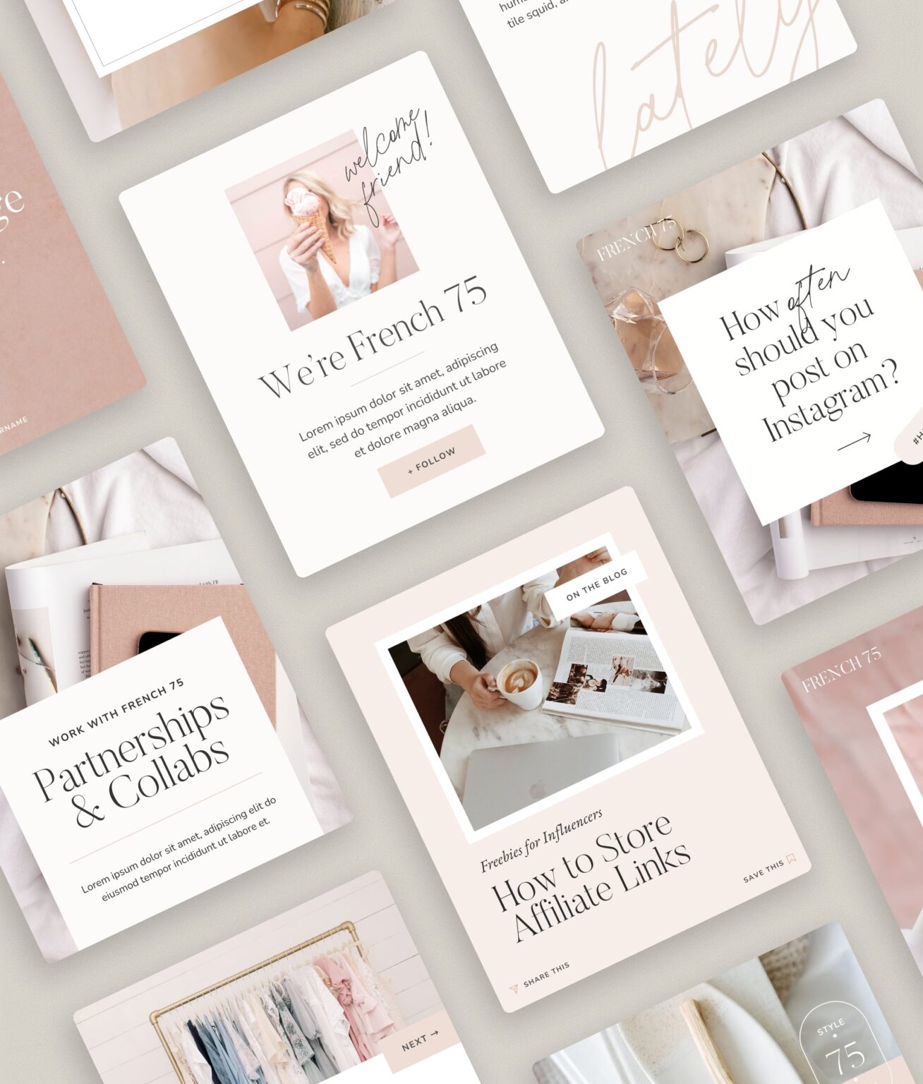 French 75 Social Media Canva Templates | Tonic Site Shop