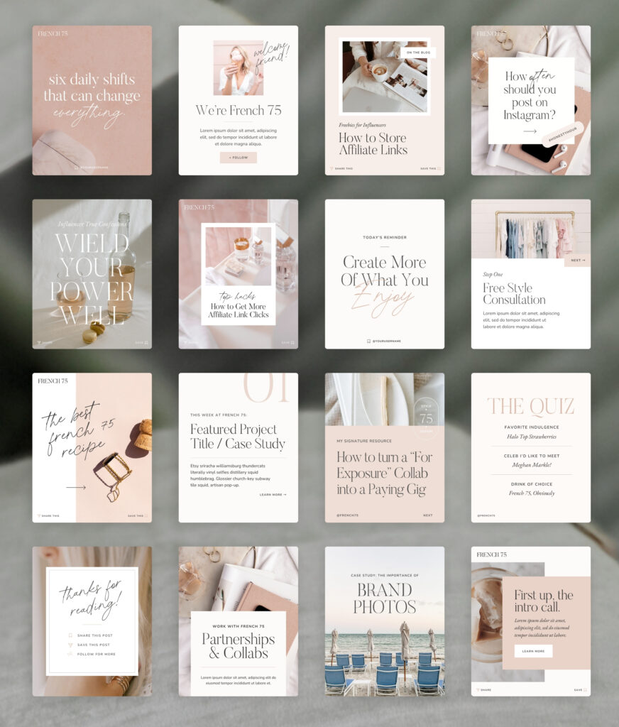 French 75 Social Media Canva Templates | Tonic Site Shop